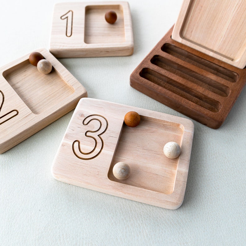 Wooden Number Trays Counting Trays Montessori Counting and | Etsy