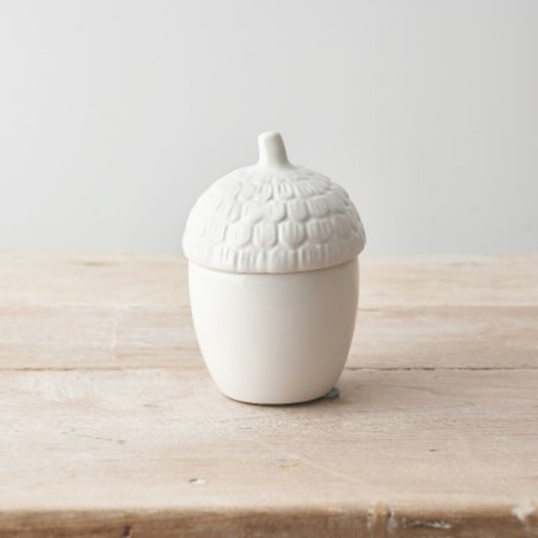 White Acorn Container, 14.5cm - Etsy