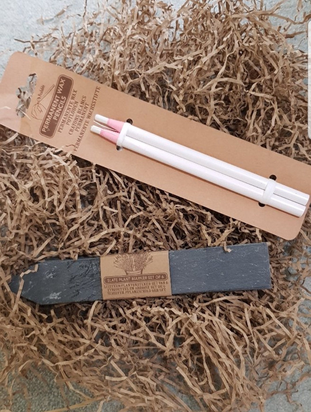 Slate Flower/vegetable Tag Pegs Pack of 6 and 2 White Wax - Etsy UK