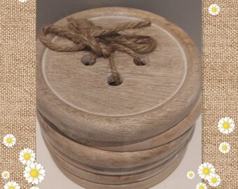 6 Wooden Button Coasters Kitchen Coaster Gift Set Wood - Etsy