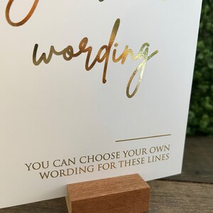 Personalised Wedding Sign/ A5 or A4 Size / Gold, Silver or Rose Gold ...