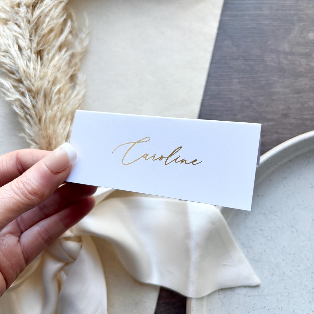 Personalised Folded Wedding Place Cards With Guest Names Foiled in ...