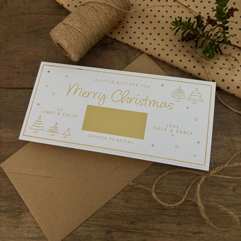 Christmas Tree Design Scratch & Reveal Gift Card / Personalised Card ...