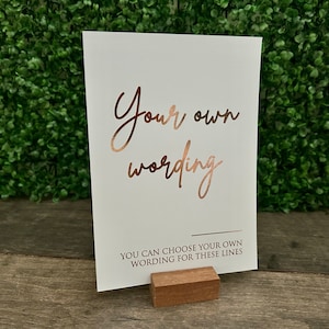 Personalised Wedding Sign/ A5 or A4 Size / Gold, Silver or Rose Gold ...