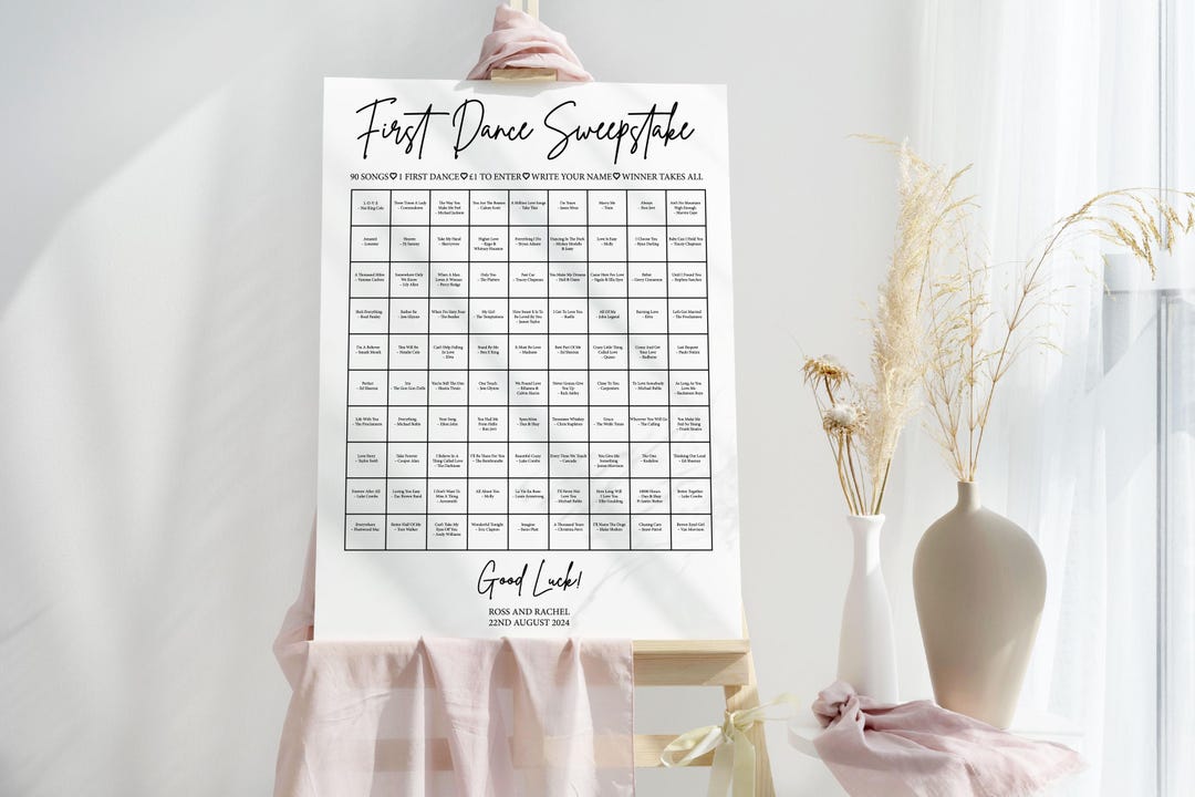 Personalised First Dance Wedding Sweepstake Sign / Digital Download ...