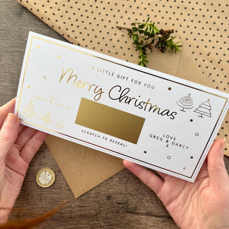 Christmas Tree Design Scratch & Reveal Gift Card / Personalised Card ...