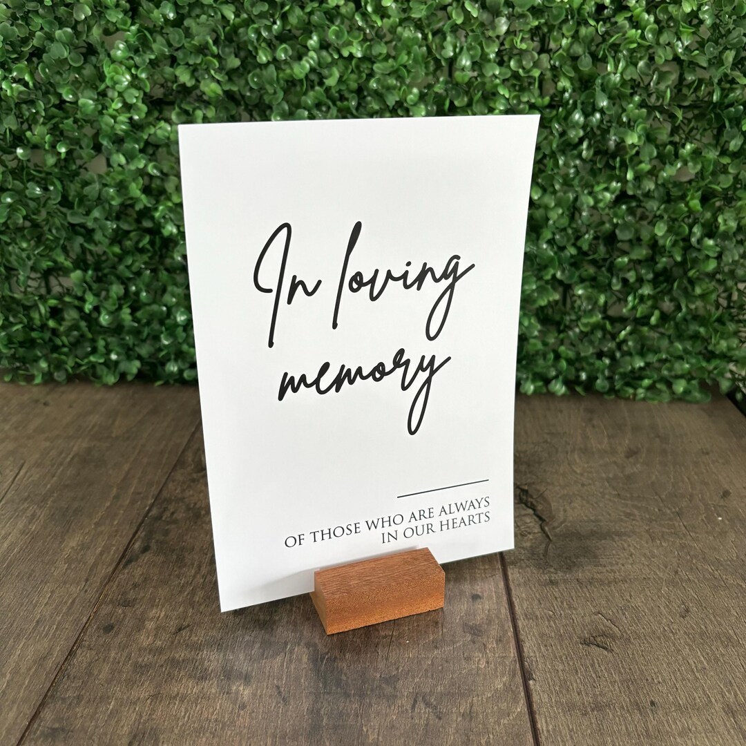 EVA - in Loving Memory Sign for Wedding in Black Print / A5 or A4 Size ...