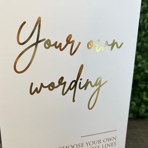 Personalised Wedding Sign/ A5 or A4 Size / Gold, Silver or Rose Gold ...