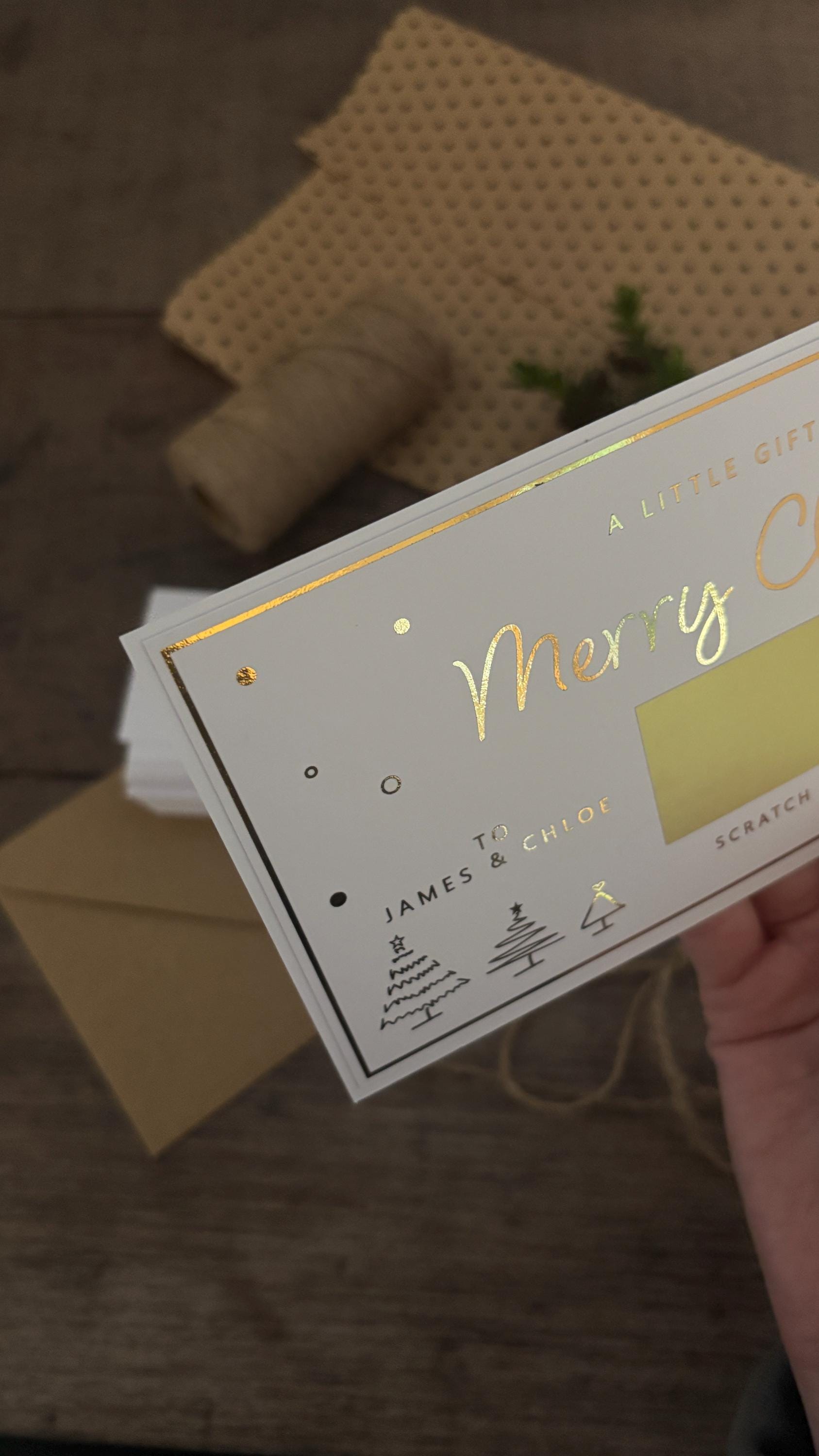Christmas Tree Design Scratch & Reveal Gift Card / Personalised Card ...