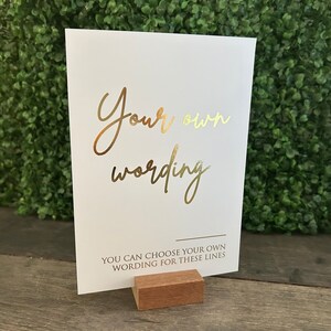 Personalised Wedding Sign/ A5 or A4 Size / Gold, Silver or Rose Gold ...