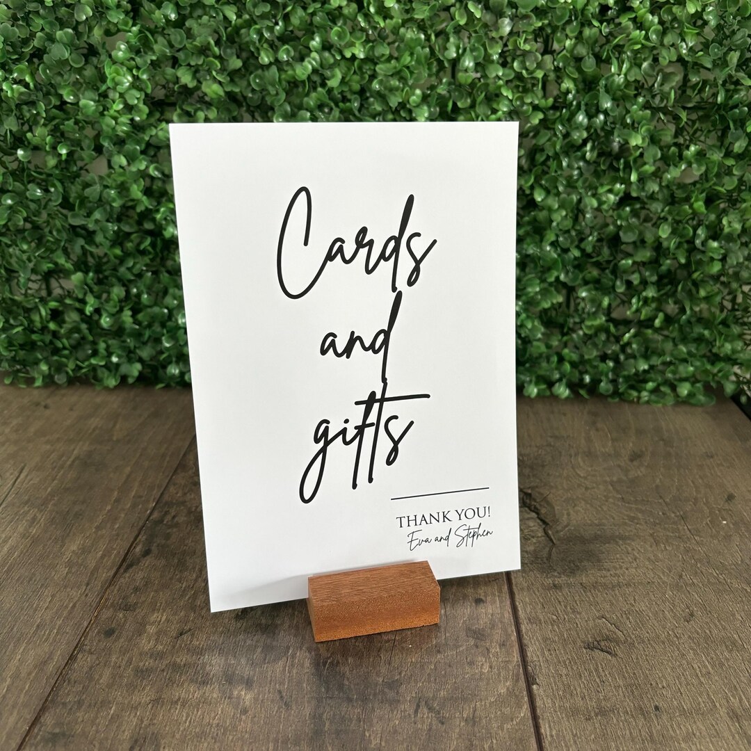EVA - Cards and Gifts Sign for Wedding in Black Print / A5 or A4 Size ...