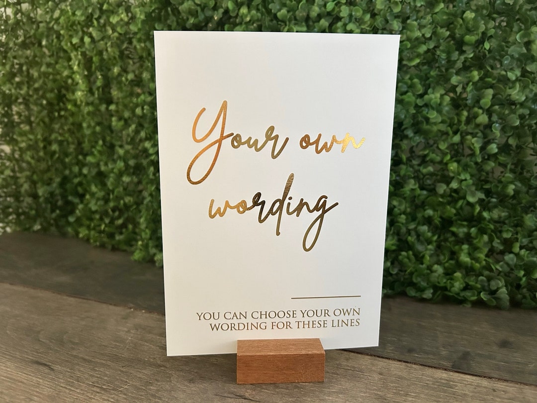 Personalised Wedding Sign/ A5 or A4 Size / Gold, Silver or Rose Gold ...