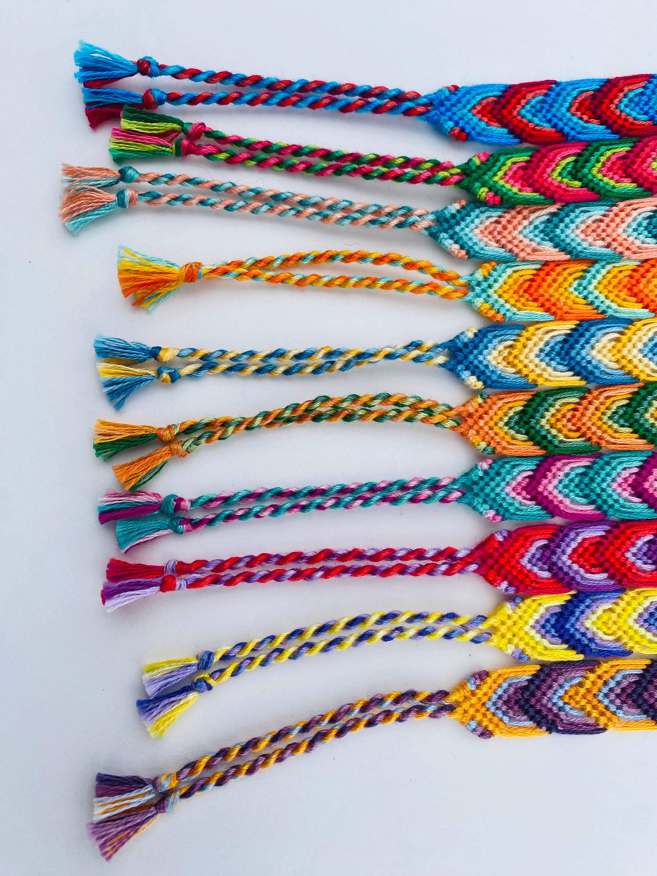 Leaf Embroidery Floss Friendship Bracelet With Adjustable Ties - Etsy ...