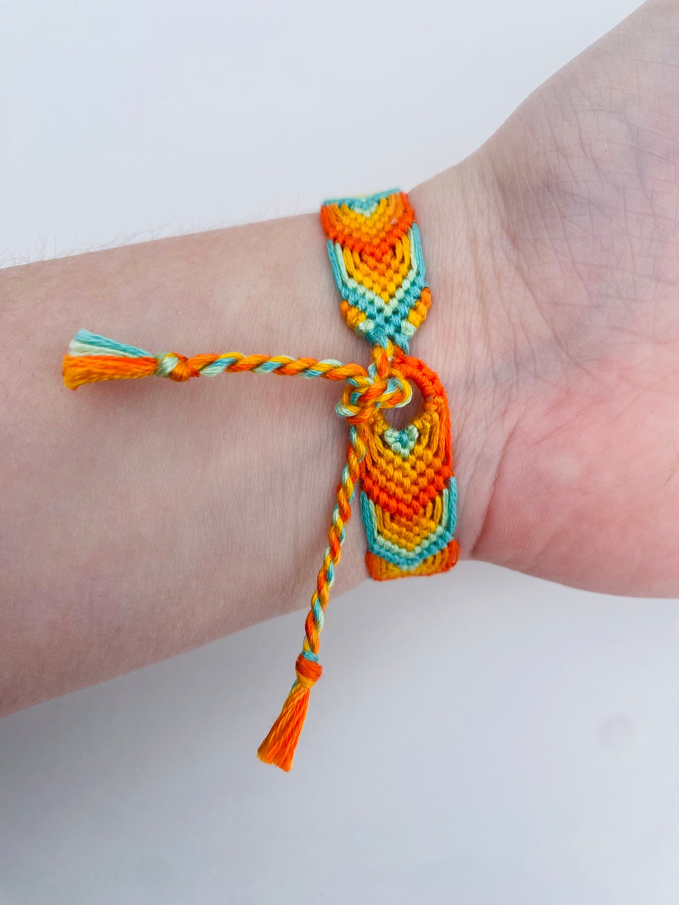 Leaf Embroidery Floss Friendship Bracelet With Adjustable Ties - Etsy ...