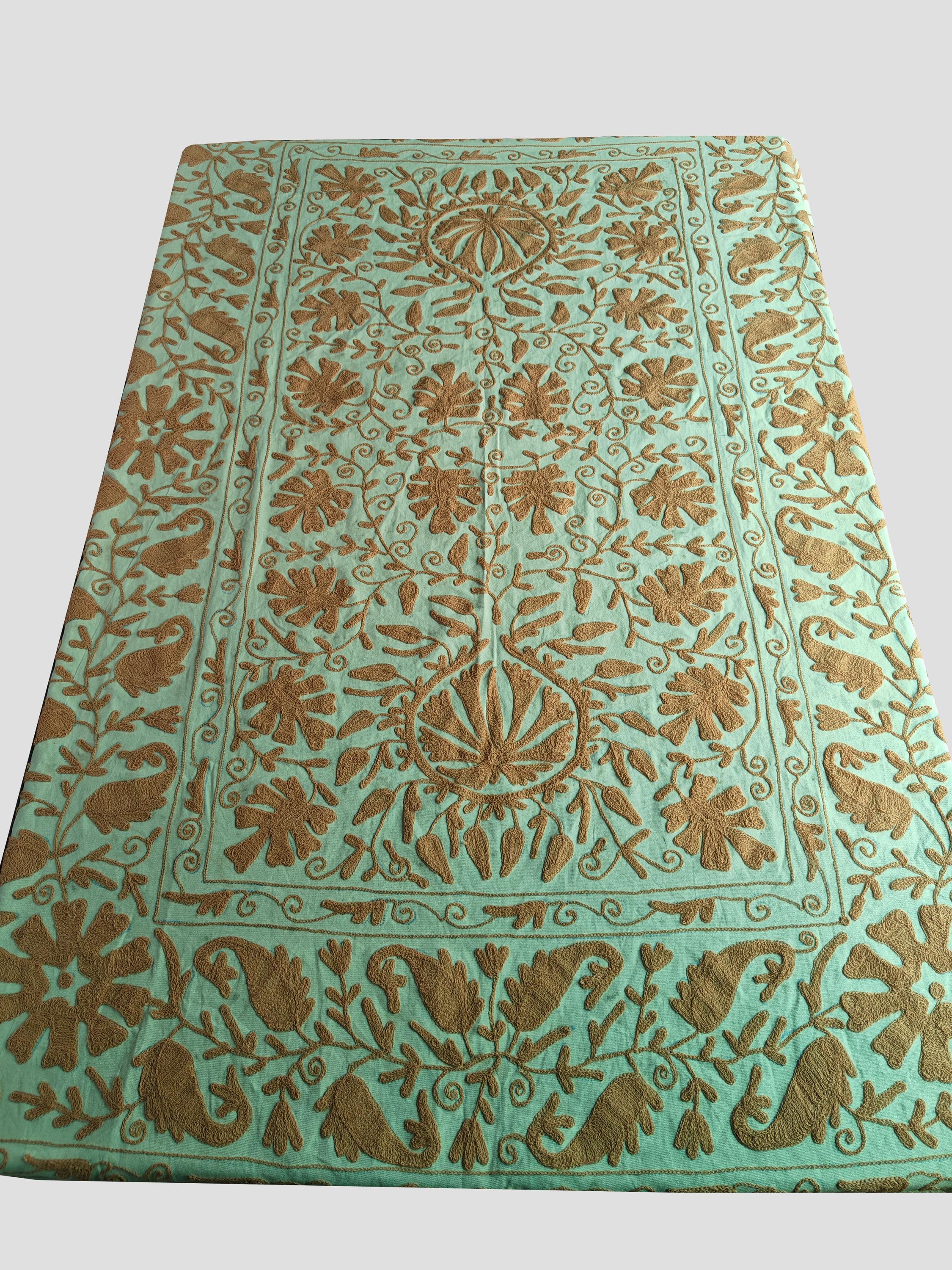 Handmade Indian Suzani Bedspread: Cotton Embroidery Tapestry - Etsy