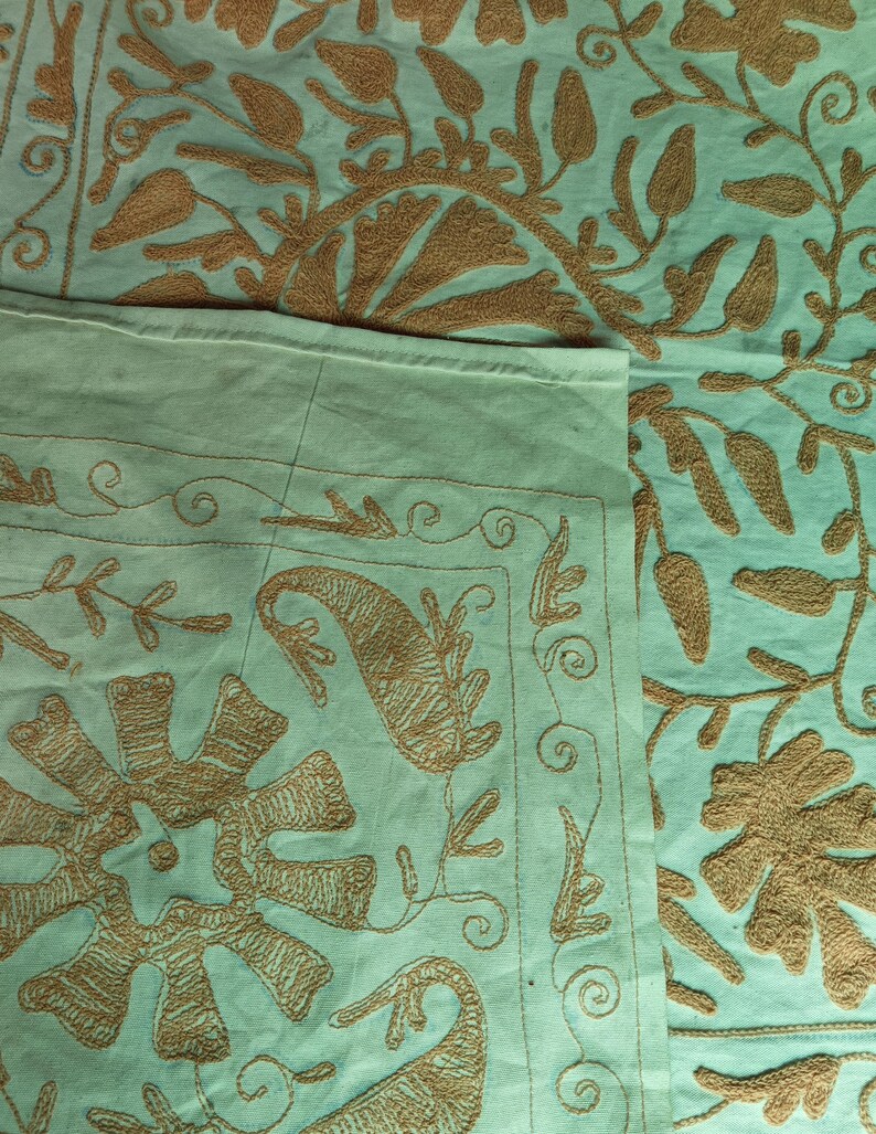 Handmade Indian Suzani Bedspread: Cotton Embroidery Tapestry - Etsy