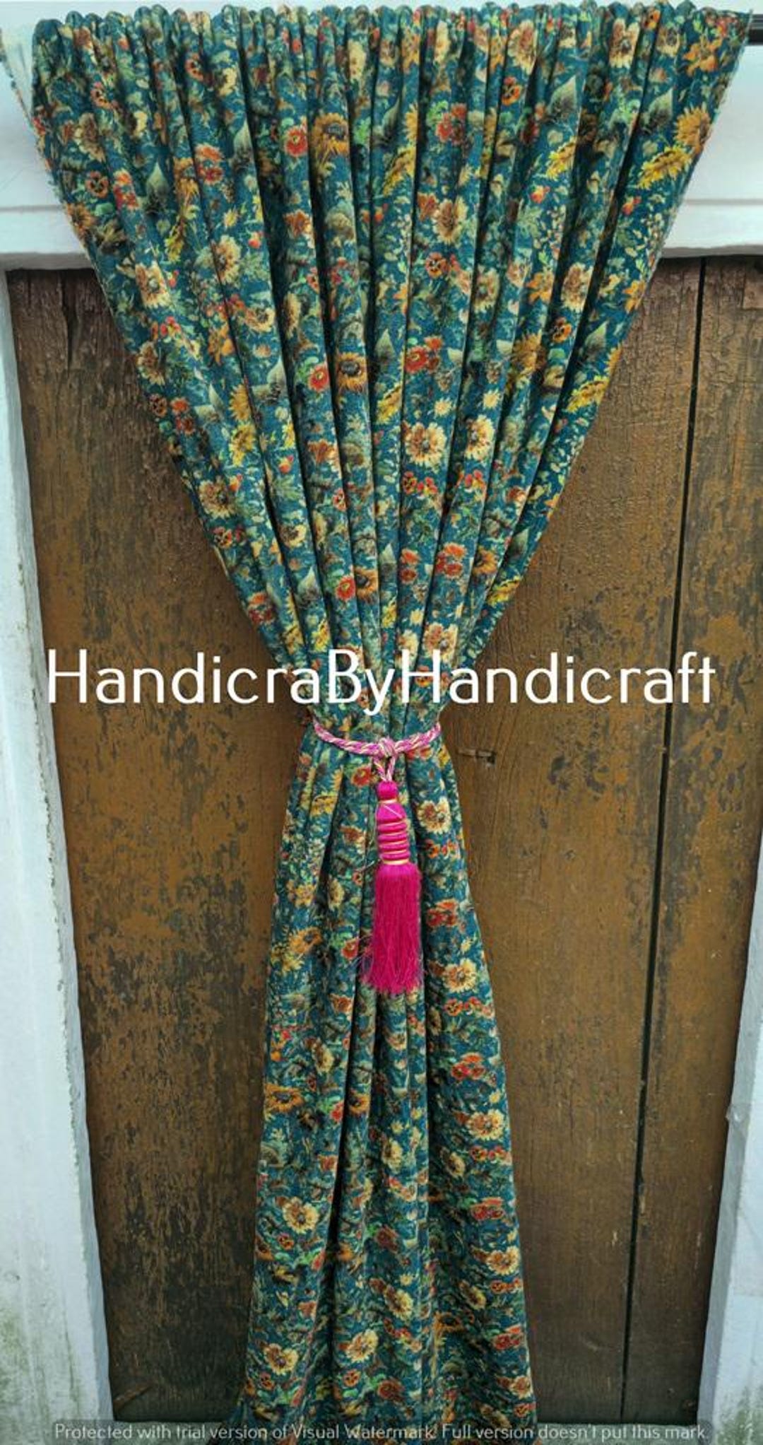 Floral Velvet Curtains: Indian Print, Bohemian Style, Set of 2 - Etsy