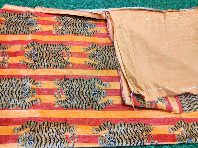 Tiger Print Velvet Fabric: Indian Style Upholstery, Curtains, Cushions ...