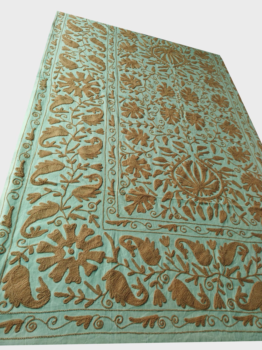 Handmade Indian Suzani Bedspread: Cotton Embroidery Tapestry - Etsy