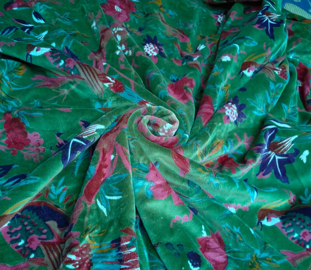 Velvet Upholstery Fabric: Bird, Floral, Tiger Pattern - 44" Wide - Etsy