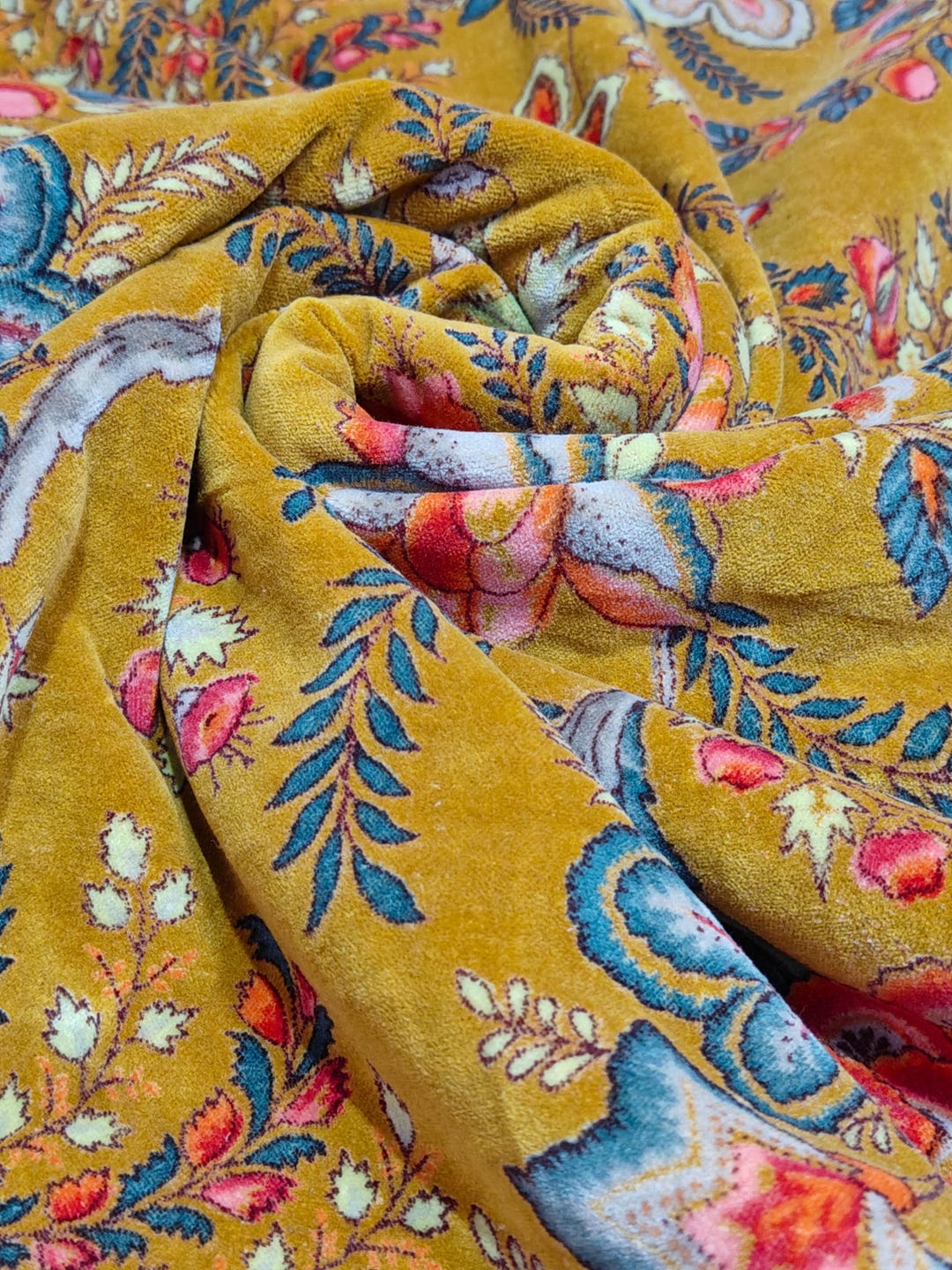 Velvet Fabric Floral Velvet Fabric Indian Fabric Velvet Fabric for ...