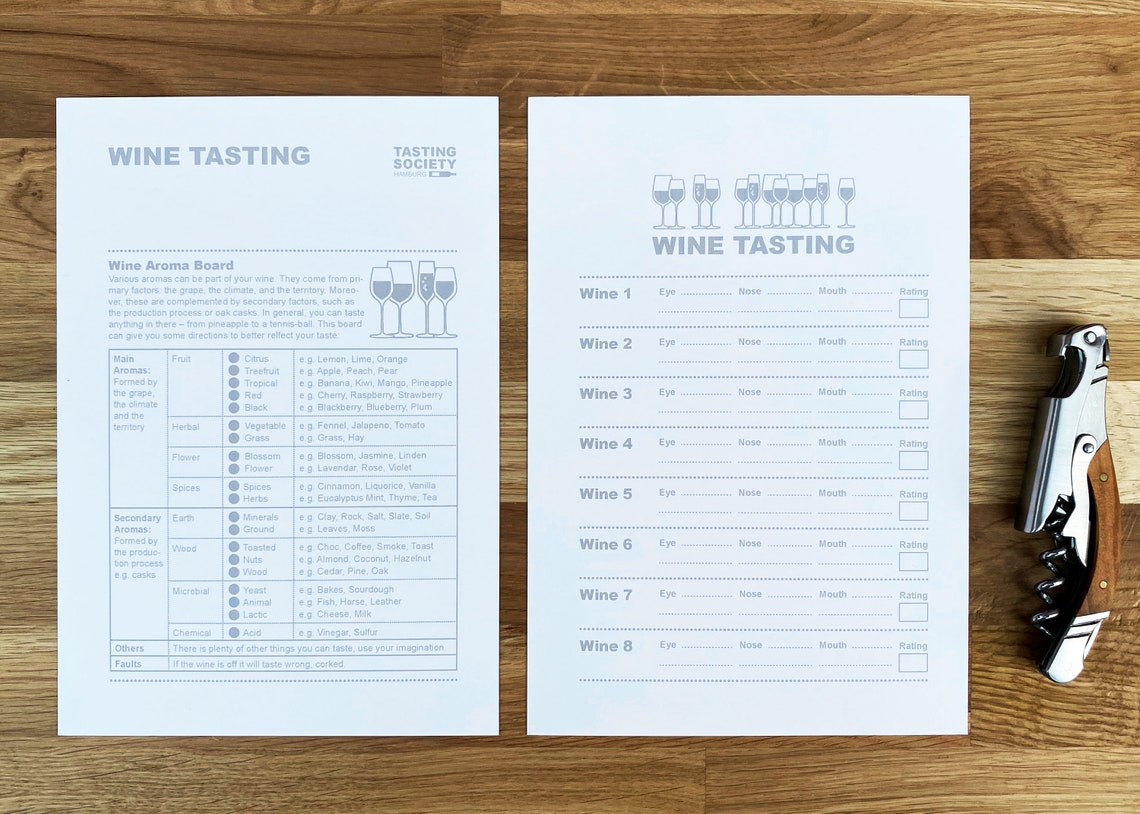 Wine Tasting Basic Printable Guide - Etsy UK