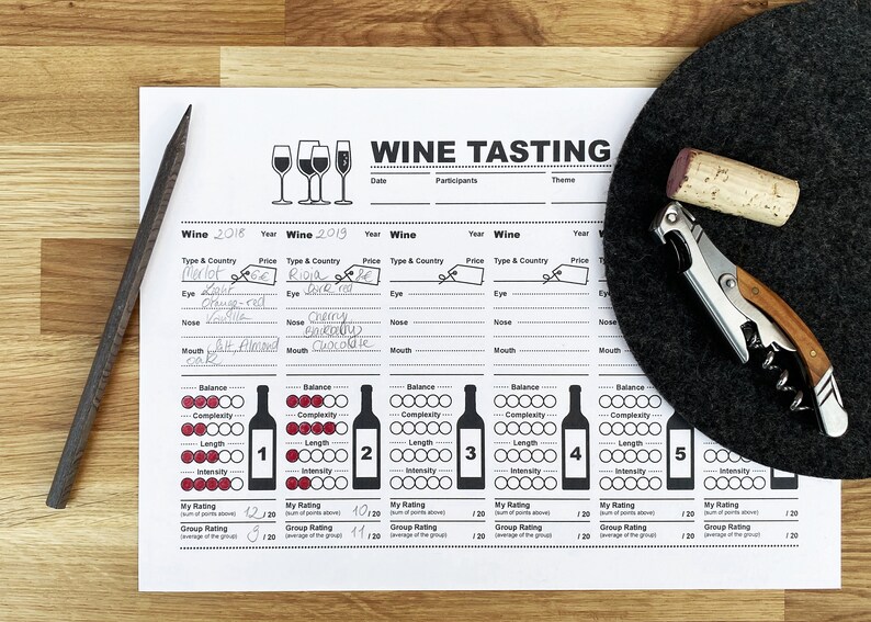Wine Tasting Pro Printable Guide - Etsy Canada