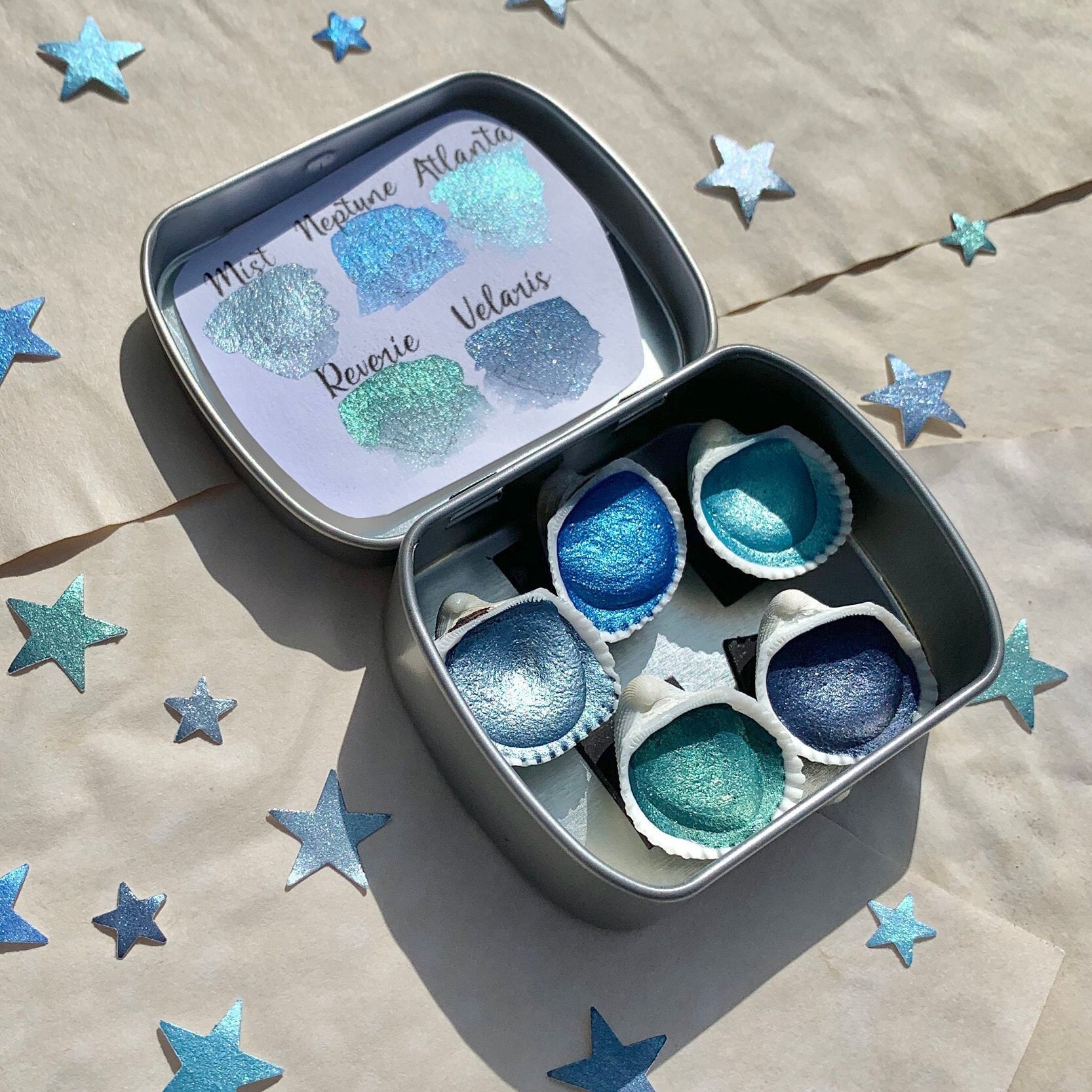 Magic Blue Clamshell Set Handmade Metallic Watercolor Paint - Etsy