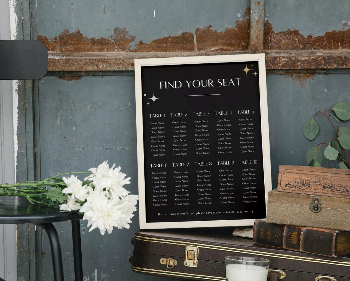 Celestial Wedding Seating Chart for 10 Tables Sign Made to Order ...