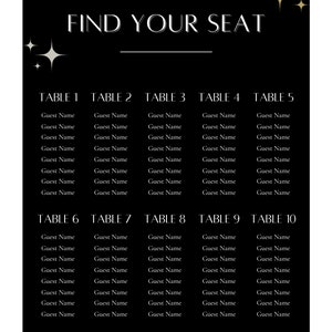 Celestial Wedding Seating Chart for 10 Tables Sign Made to Order ...