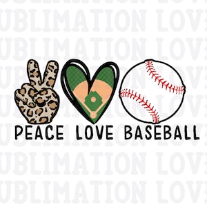 Peace Love Baseball PNG, Baseball Sublimation Designs Downloads ...