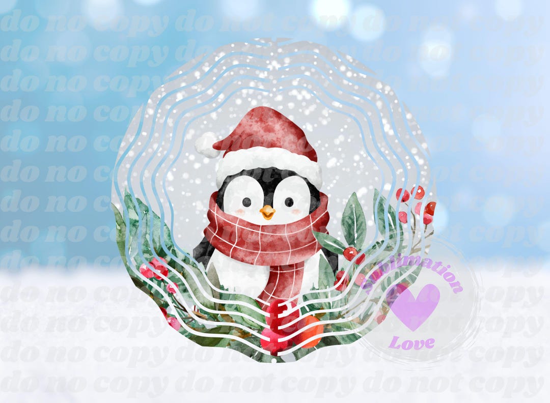 Christmas Penguin Wind Spinner Png, Sublimation Spinners, Penguin Wind ...