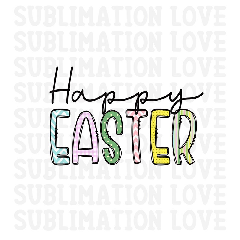 Happy Easter Sublimation Png Pastel Doodle Font Easter - Etsy