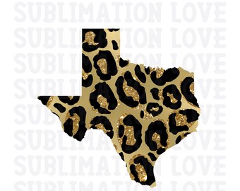 Texas State PNG, Instant Download, Leopard Print, Flowers, Sublimation ...