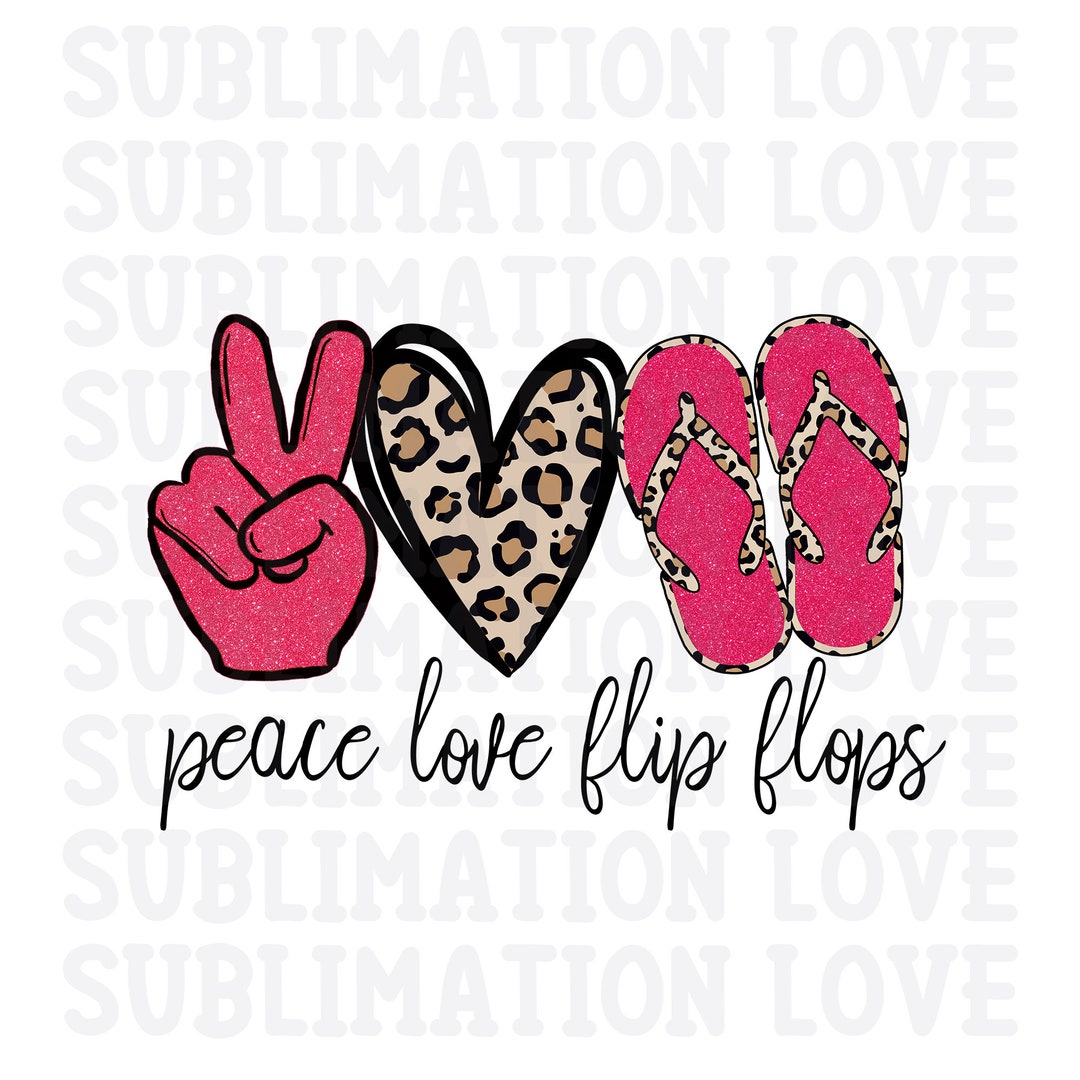 Peace Love Flip Flops Png, Leopard Print Glitter Png, Digital Download ...