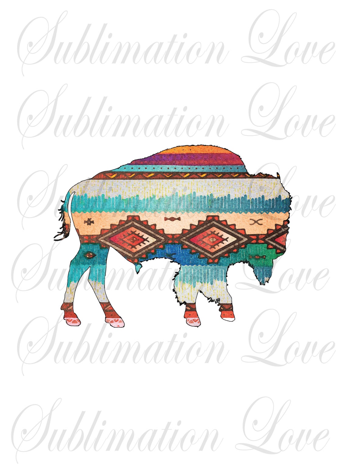 Watercolor Aztec Buffalo PNG Aztec PNG Sublimation Designs - Etsy