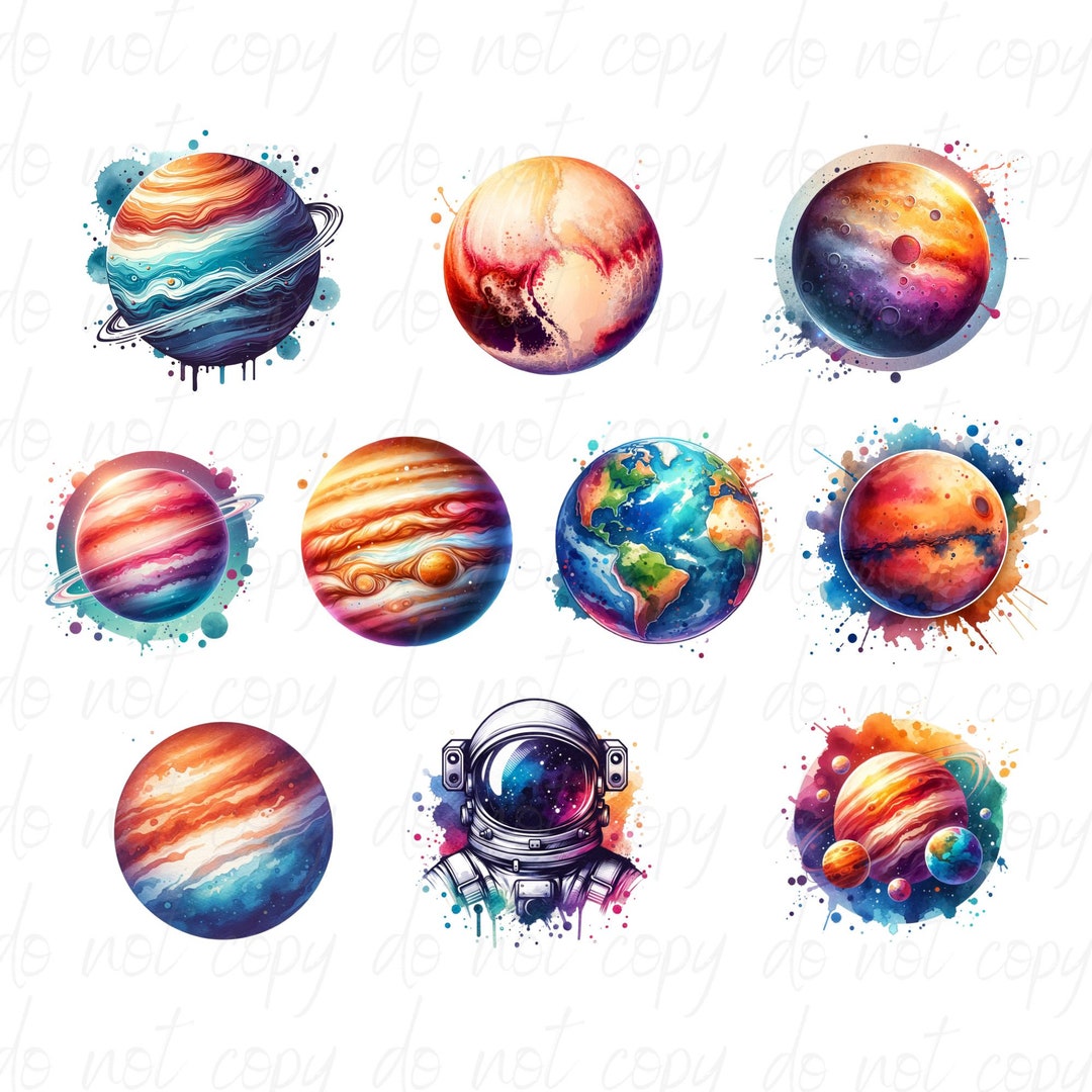 Watercolor Outer Space PNG Clipart Bundle, Space Sublimation PNG Bundle ...