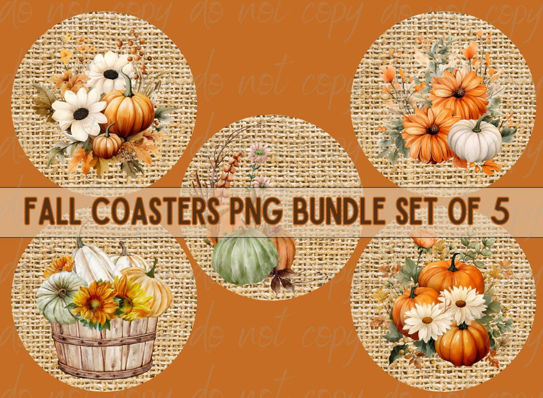 Fall Car Coasters PNG Bundle, Sublimation Car Coaster PNG Designs ...