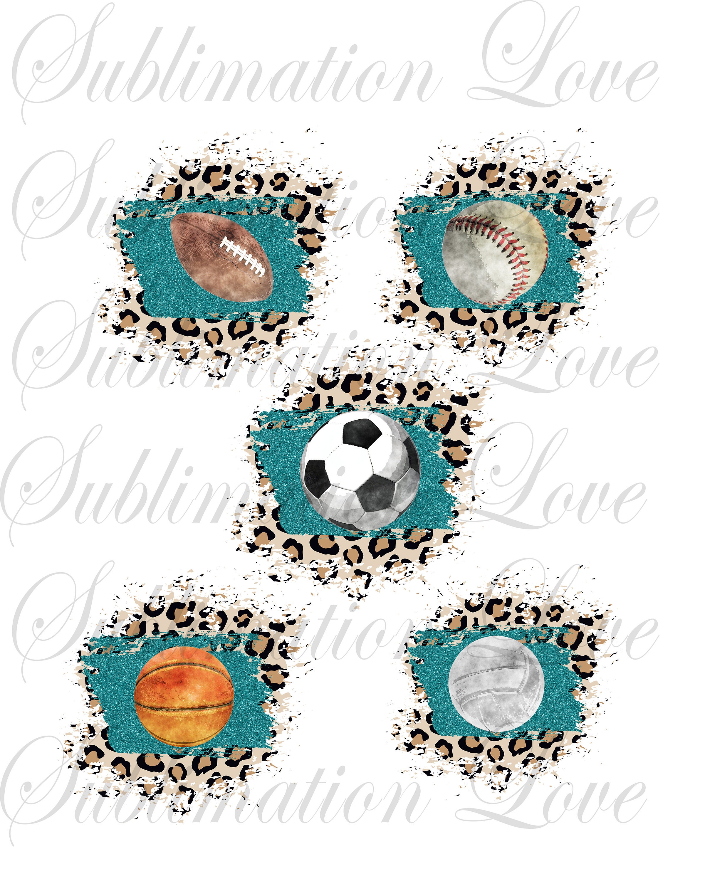 Sports Sublimation Design Bundle PNG Leopard Glitter - Etsy