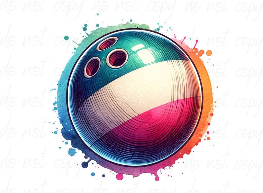 Bowling Ball Sublimation PNG, Watercolor Bowling Clipart, Bowling PNG ...