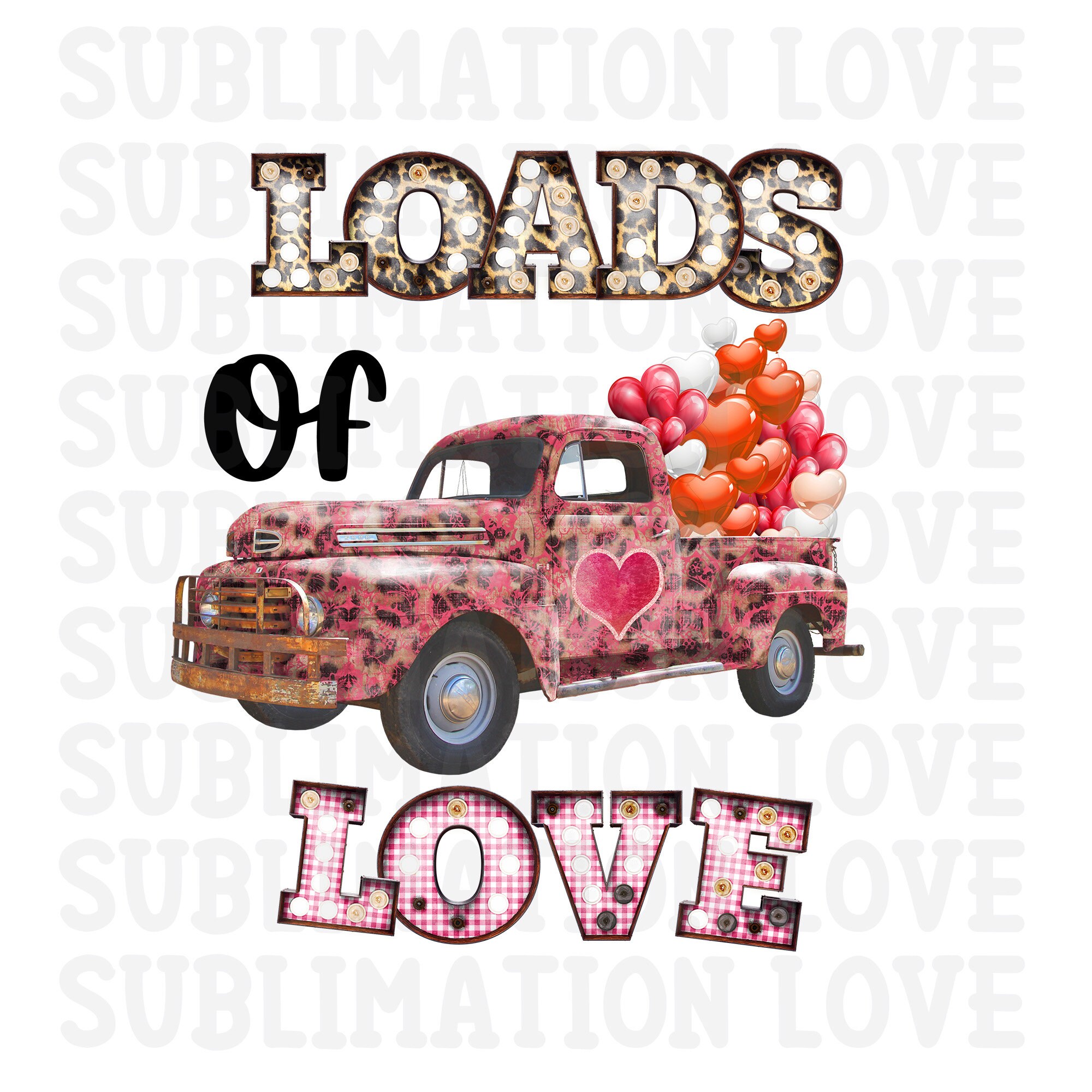 Loads of Love Valentine's Truck Clipart Png | Etsy