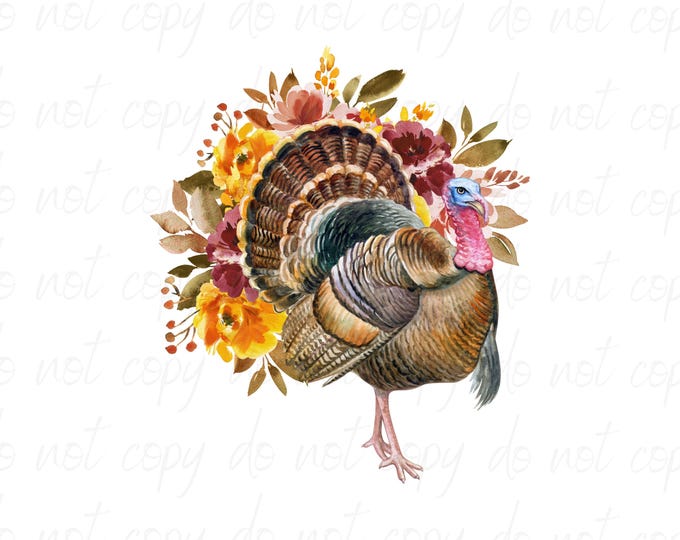 Boho Turkey Clipart, Thankful Turkey PNG Graphic, Transparent ...