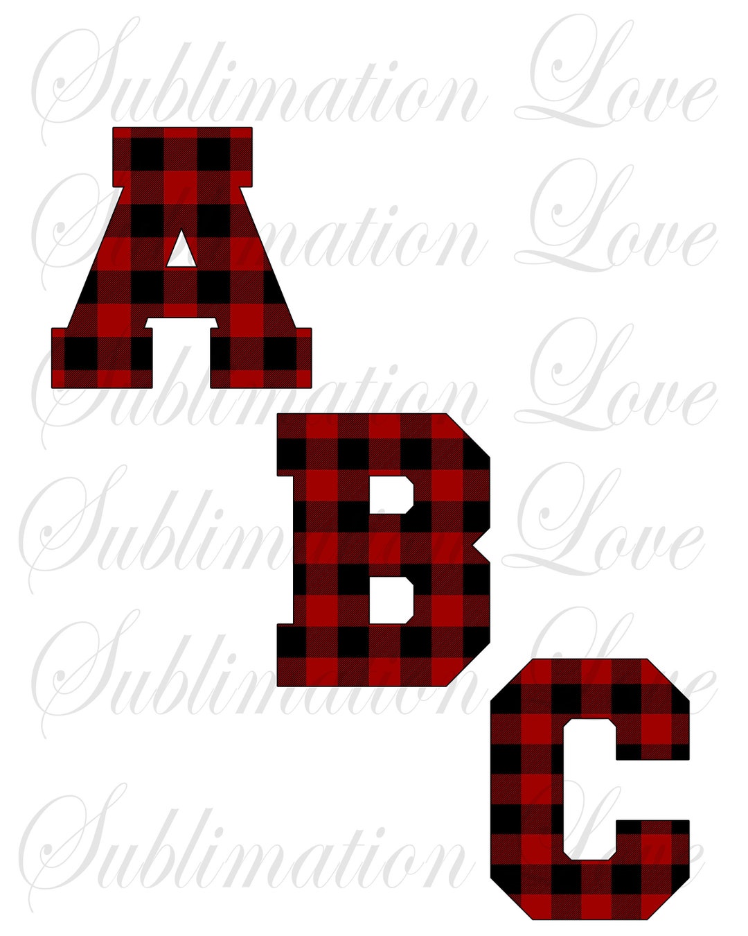 Buffalo Plaid, Alpha Pack, Sublimation Letters, Sublimation Alphabet ...