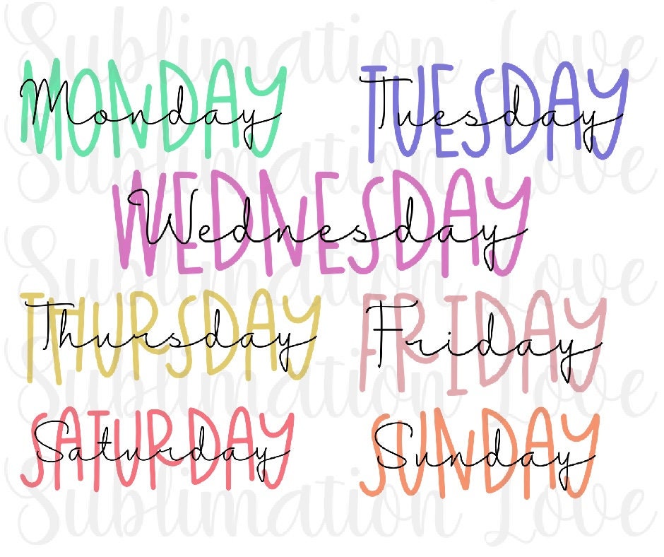 Days Of The Week Calendar Clip Art