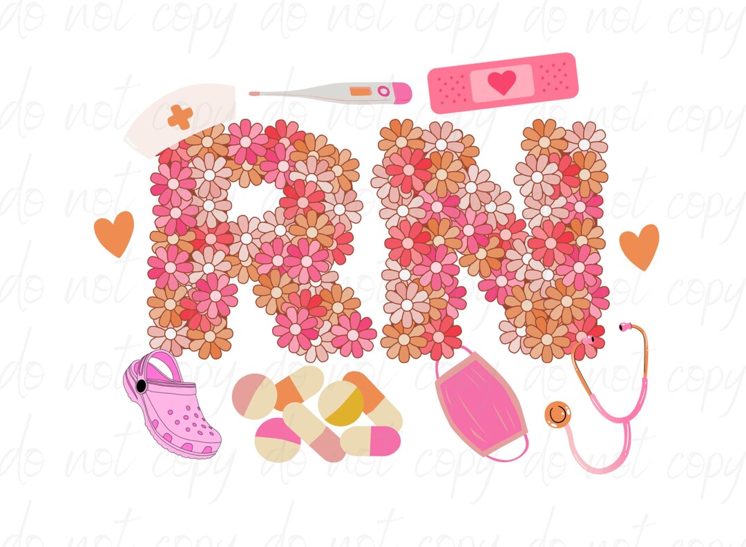 RN Nurse PNG, Nursing Floral PNG, Nurse Floral Sublimation Designs ...