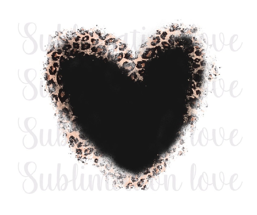 Black Leopard Heart Background Sublimation PNG Design, Cheetah ...