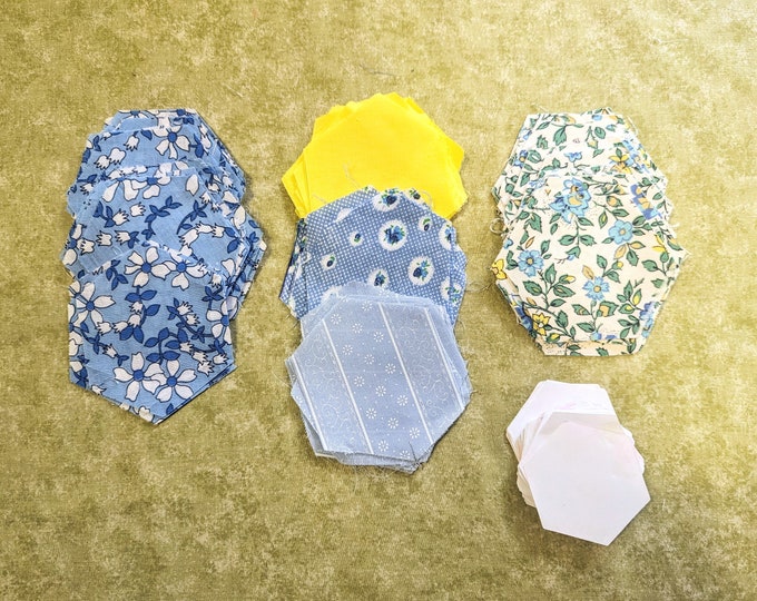 Bundle of Rough Cut Fabric Hexagons Hexies for English Paper Piecing ...