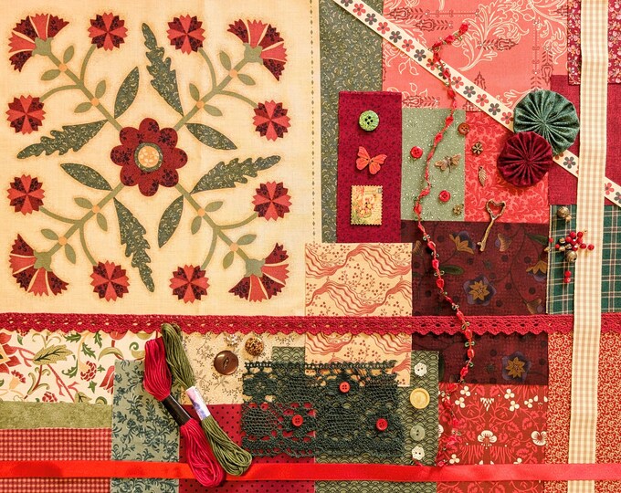 Dark Flower Inspiration Pack for Sewing, Slow Stitch, Patchwork, Mixed ...