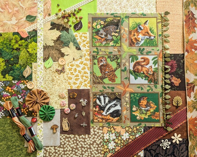 Woodland Inspiration Pack for Sewing, Slow Stitch, Patchwork, Mixed ...