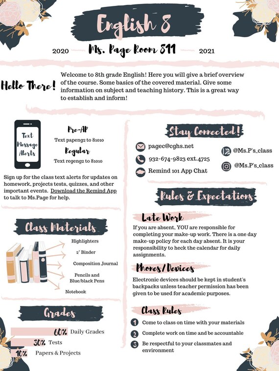Floral Syllabus Template | Etsy